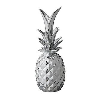 Bloomingville Ananas d&eacute;coratif Home Decor - d&egrave;coration Maison &Oslash; 9 x H 24 cm, Argent&eacute; Brillant, C&eacute;ramique