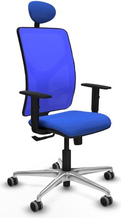 Piqueras y Crespo Blauer Schreibtischstuhl mit 1D-Armlehnen, h&ouml;henverstellbarer Lendenwirbelst&uuml;tze und festem Kopfteil, ausgestattet mit 3 Positionen und Schneidschaum,