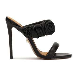 Kazar Elegante schwarze Flip-Flops mit Rosen auf einem hohen Stiletto-Absatz - - Shoes - Damen - Schwarzk - 40 EU