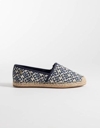 Tommy Hilfiger Espadrilles en jacquard &agrave; monogramme - Bleu marine