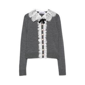 Self Portrait Femme, Pulls, Gris, Taille: 36 FR Cropped Cardigan