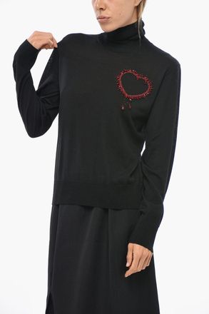 Dsquared2 Pullover Mit Hohem Kragen Aus Wolle Und Perlen-Herzdetail Dsquared2