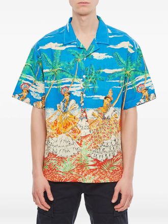 President's chemise à imprimé palmier - Bleu