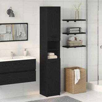 vidaXL Cabinet de salle de bain Ch&ecirc;ne noir 32 x 34 x 188,5 cm Vidaxl