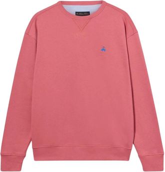 Brooks Brothers Homme, Sweatshirts et sweats &agrave; capuche, Rose, Taille: XL Golden Fleece Embroidery Crewneck SweaT-shirt