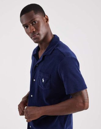 Polo Ralph Lauren Chemise densemble en tissu &eacute;ponge &agrave; manches courtes et logo embl&eacute;matique - Bleu marine