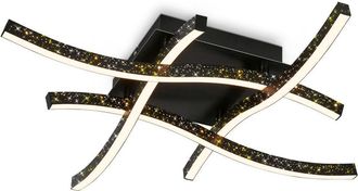 Briloner Leuchten - LED Deckenleuchte mit Glitzereffekt, warmweiße Farbtemperatur, geschwungene Deckenlampe LED, Wohnzimmerlampe, Schwarz, 645x645x100 mm