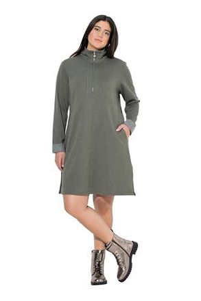 Ulla Popken Robe Sweat pour Femme avec col Troyer, Gris, 54-56