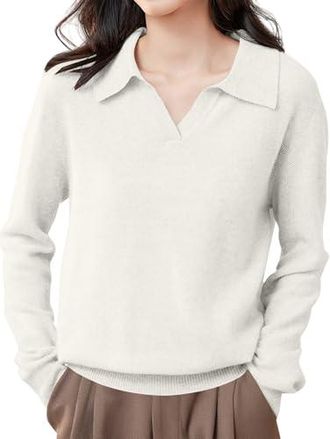 Generic Pull Cachemire Femme El&eacute;gant Hunts Maille &agrave; Manches Longues Col V L&eacute;ger Doux Hauts Confortable et Chaud Femme Pulls Classique Uni Pulls Tenue D&eacute;contra