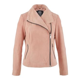 Carlo Colucci Weiche Velour-Lederjacke Dal Bella - - Jackets - Damen - Rosa - 3XL