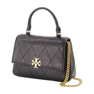 Tory Burch Womens Charlie Top Handle Wallet On Chain - Tory Burch Leather Black Calfskin Bags Wallets-On-Chain