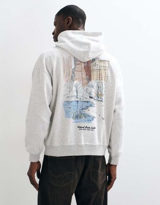 Abercrombie & Fitch Hoodie mit festlichem Grafikprint in Hellgrau