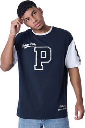 Project X Paris T-Shirt Bicolore Style Universitaire Bleu S