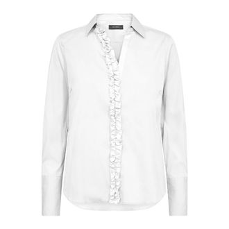 Mos Mosh MOS Mosh, Femme, Blouses et Chemises, Blanc, Taille: 36 FR Chemise Satin&eacute;e F&eacute;minine avec D&eacute;tails &agrave; Volants