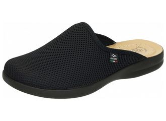 FLY FLOT Hausschuh Textil Gem&uuml;tlich Puschen Uni schwarz flach Hausschuh