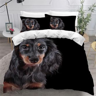Generic Dackel Bettw&auml;sche 135x200 3D Drucken S&uuml;&szlig;e Tiere Bettw&auml;sche-Sets Weiche Kuschelig Mikrofaser Bettbezug mit 2 Kissenbezug 80x80 cm mit Rei&szlig;verschluss M.