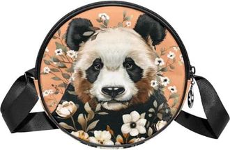 Generic Sac &agrave; bandouli&egrave;re rond pour femme, motif panda, petit sac &agrave; bandouli&egrave;re avec fermeture &eacute;clair, bretelles r&eacute;glables, sac &agrave; main rond d&eacute;contract&eacute; pour f