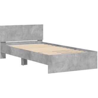 vidaXL Bettgestell mit Kopfteil Betongrau 100x200 cm Holzwerkstoff Vidaxl