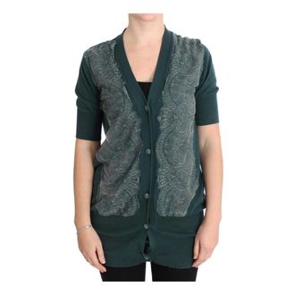 Pink Memories Gr&uuml;ner Spitzen-Cardigan Pullover Hergestellt in Italien - - Knitwear - Damen - Gr&uuml;n - L