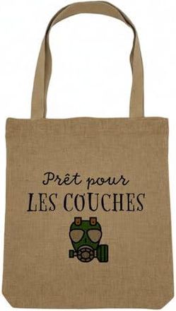 Fabulous Sac Shopping Tote Bag Aspect Lin - Pr&ecirc;t pour les Couches Humour Papa B&eacute;b&eacute; - Sac de Courses Toile Epaisse 360g Beige Naturel Cabas Port&eacute; Epaule Solide 