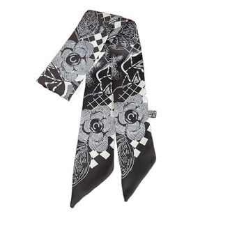 Generic Écharpe en soie pour femme, motif rose, accessoire pour cheveux et sac pour lété, Couleur 2, taille unique