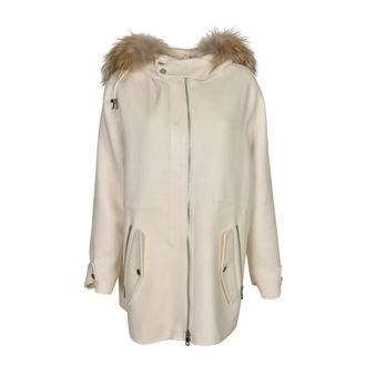 P.A.R.O.S.H. Leak Cream Wollparka - - Coats - Damen - Beige - XL