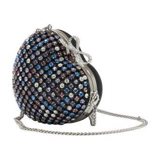 Self Portrait Womens Heart Clutch Black Metal Crystal