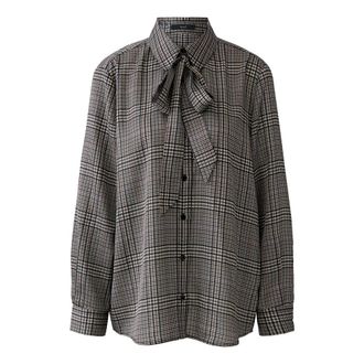 Oui Blouse &agrave; nouer - Femme - Blouses et Chemises - Brun - Taille: 40 FR