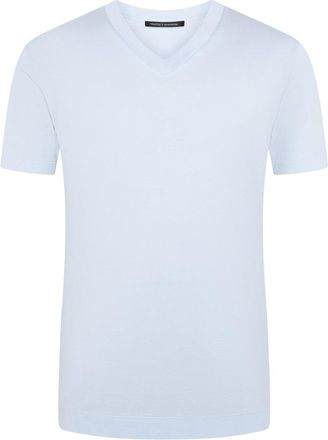 Trusted Handwork Unifarbenes T-Shirt aus Pima-Baumwolle mit V-Ausschnitt in