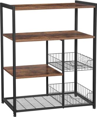 Vasagle Vasagle - Desserte de cuisine avec 2 paniers m&eacute;talliques - Dimensions 80 x 35 x 95 cm - Structure en acier et bois ding&eacute;nierie - Style industriel