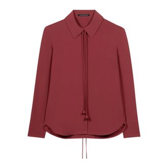 Luisa Cerano Femme, Blouses et Chemises, Rouge, Taille: 44 FR Chemisier en crêpe techno fluide avec pompons