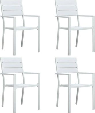 vidaXL Chaises de jardin 4 pcs Blanc pehd Aspect de bois