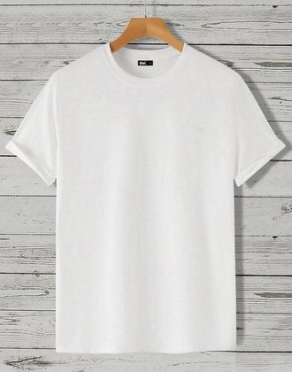 rmk T-Shirt Herren T-Shirt Einfarbig Rundhals Basic Uni aus Baumwolle