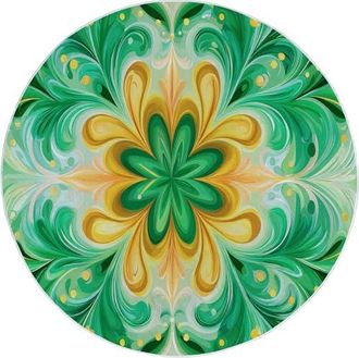 Generic 150 cm Rétro Tapis Rond Salon, Dessin Animé Simple Tourbillons Imprimer Tapis de Sol Décoration Antidérapant - Couleur pour Chambre Cuisine Balcon Ter