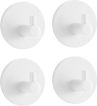 MSV 4 STK. Selbstklebend Handtuchhaken, Max 8kg Kreis Bademantelhaken Haken Wandhaken Edelstahl rostfrei Bad und Küche Handtuchhalter Kleiderhaken Ohne Bo