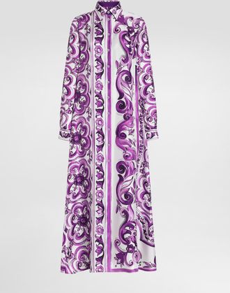 Dolce & Gabbana Majolica-print Long Twill Shirt Dress - Frau Kleider Multicolor 40