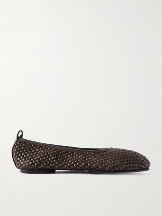 St.Agni Ballerines En Cuir Et En Daim Tressés Lattice - Marron