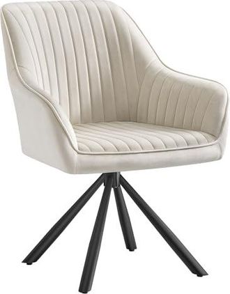Songmics Esszimmerstuhl, K&uuml;chenstuhl, Sessel drehbar, Samt, Polsterstuhl mit Armlehnen, bis 120 kg belastbar, Stahlbeine, f&uuml;r Esszimmer K&uuml;che, cappuccinobeige-