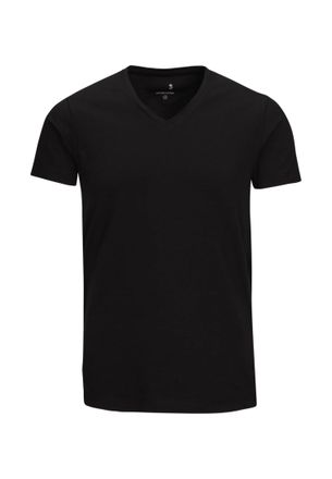 Seidensticker Herren T-Shirt - Regular Fit - Uni - V-Ausschnitt - Kurzarm - Stretch Schwarz (Schwarz 39) XL
