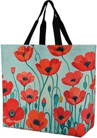 Generic Imprim&eacute; De Coquelicots Sac Cabas L&eacute;ger Sacs De Courses Imperm&eacute;able Sac A Main Femme Pour Universit&eacute; Travail Shopping