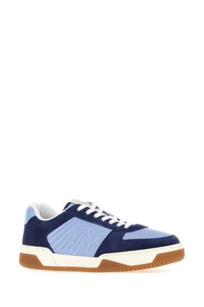 Valentino Garavani Mens Two-Tone Leather And Suede Sparry Sneakers Workerpopelineblue