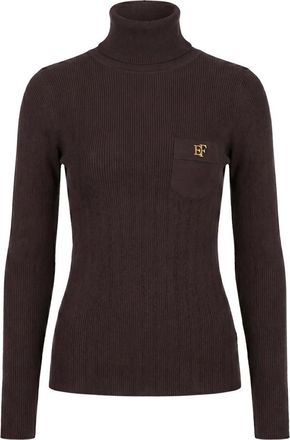 Elisabetta Franchi Femme, Pulls, Brun, Taille: 38 FR Pull &agrave; col roul&eacute; en maille