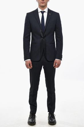 Corneliani CC COLLECTION Dreiteiliger Anzug mit Satin-Details Corneliani