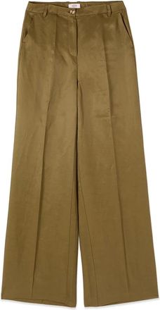 Oltre Femme, Pantalons, Vert, Taille: 46 FR Pantalon Large en M&eacute;lange de Lin