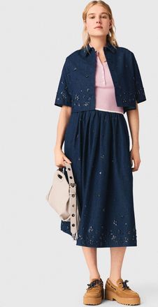 Maje Besticktes Kurzes Jeanshemd - Marineblau - Maje