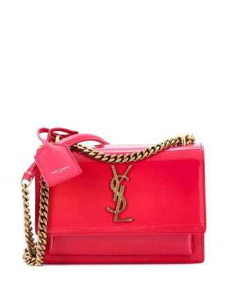 Saint Laurent Kleine Sunset Umh&auml;ngetasche aus Lackleder - Rosa