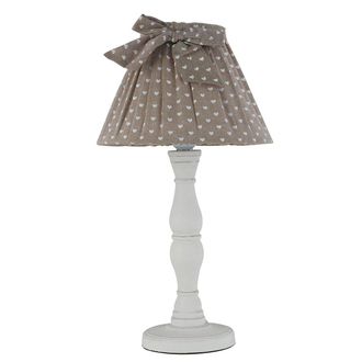 Luce-Ambiente-Design Sweet Table Lamp in White Wood with Fabric Lampshade