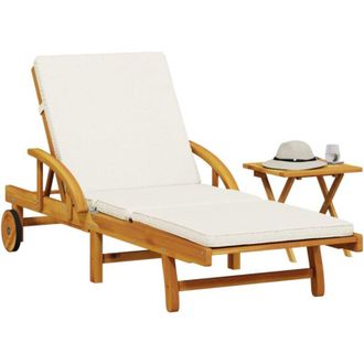 vidaXL Vidaxl - Sonnenliege mit Auflage und Tisch Massivholz Akazie