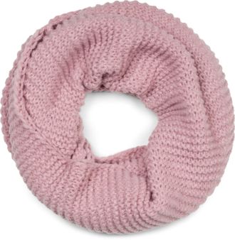 styleBREAKER Unisex Strick Loop Schal Einfarbig mit Wellenmuster, warmer Winter Strickschal, Schlauchschal 01018169, Farbe:Altrose