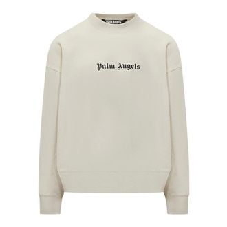 Palm Angels Homme, Sweatshirts et sweats &agrave; capuche, Blanc, Taille: XS SweaT-shirt Logo Classique